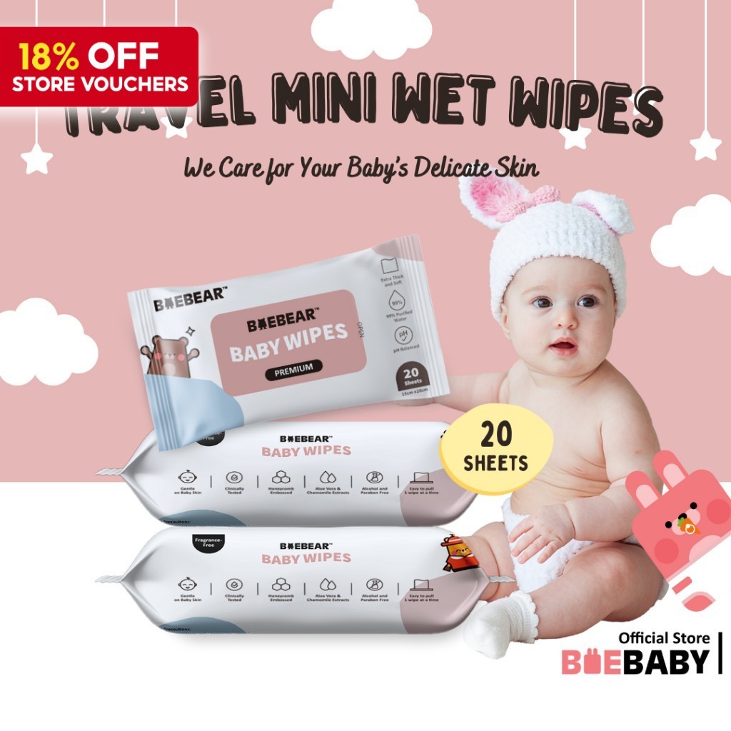 Mini Baby Wet Wipes 20 Sheets | Travel Size Wet Wipes | Extra Thick ...