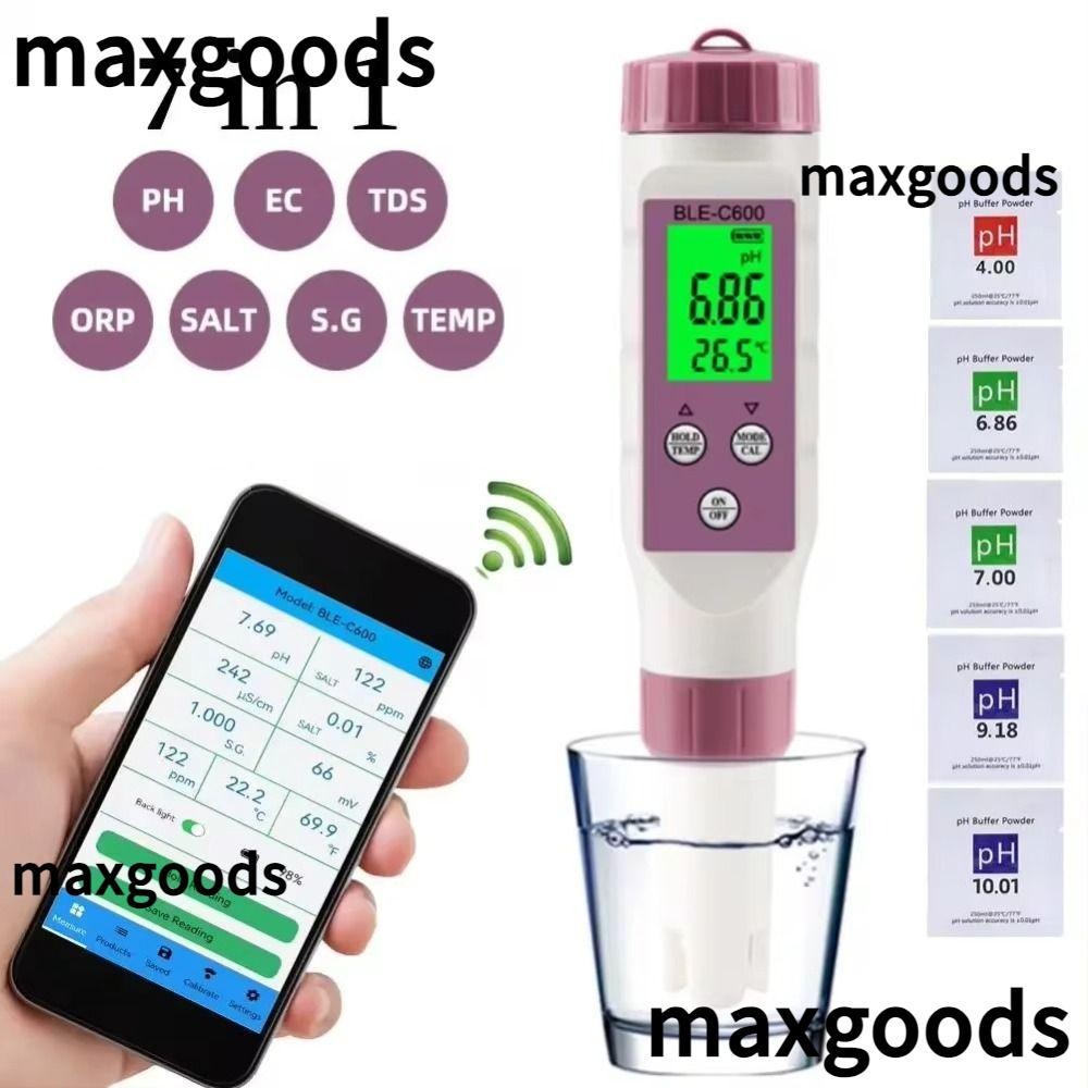 MAXGOODS1 Temp ORP Salinity TDS Meter, Laboratory Bluetooth 7 in 1 PH Meter, Intelligent ...