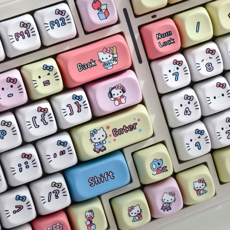 Hello Kitty Keycap MOA Profile 129 Keys PBT Dye Sublimation Wooting MAD ...