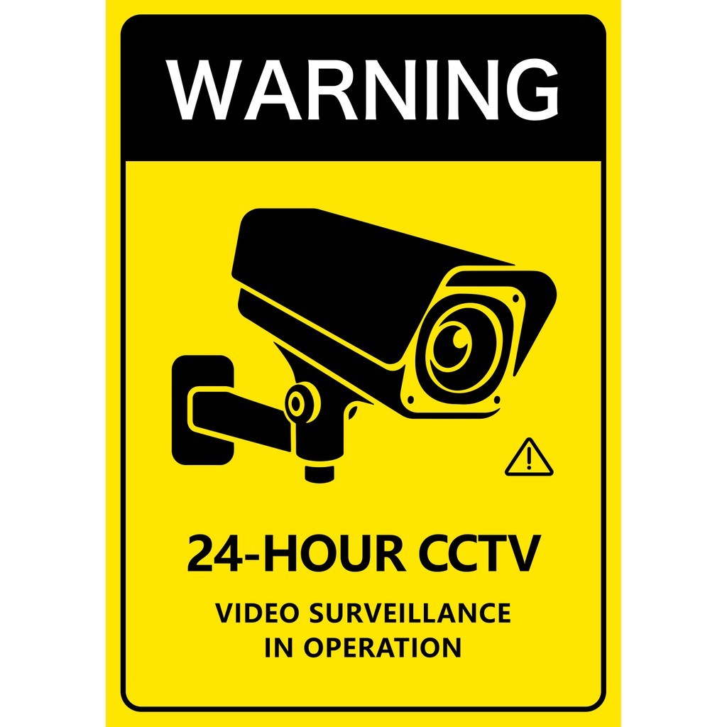 Warning Camera Sign Notice Sticker 24-HOUR CCTV VIDEO SURVEILLANCE IN ...