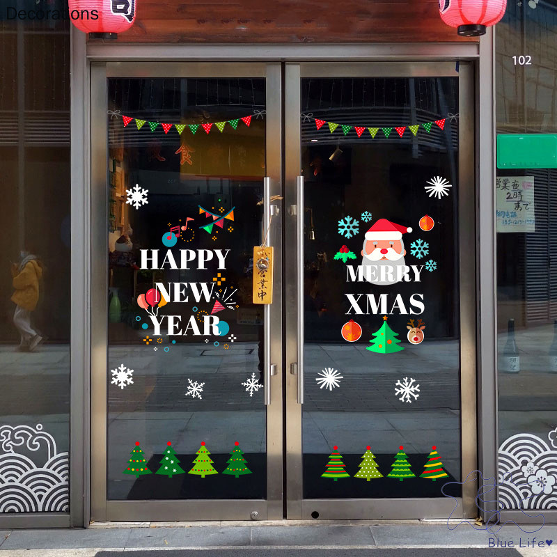 2025 Christmas Stickers Shop Window Electrostatic Glass Door Stickers ...