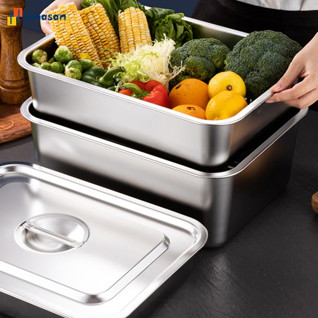 (aniasan) Deep Hotel Pan with Lid Chafing Dish Buffet Pans Stainless ...
