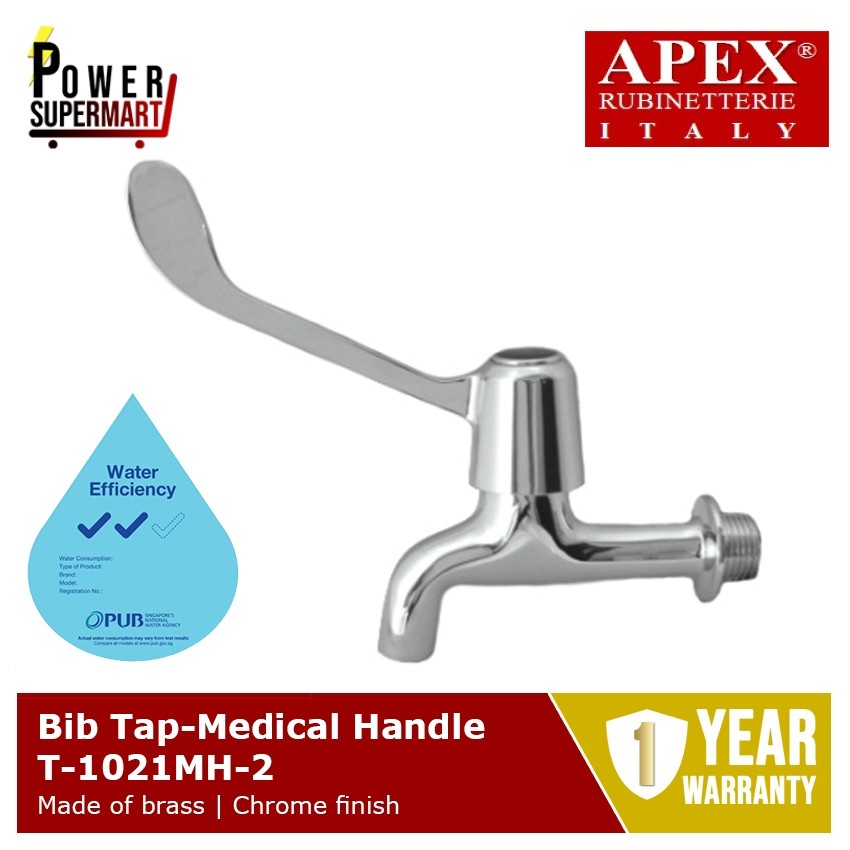 APEX T-1021MH-2 | Bib Tap-Medical Handle | L180 x W35 x H150mm | WELS ...