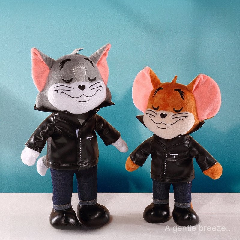 Tom and Jerry Cool Leather Jacket Plush Toy Handsome Tom and Jerry Doll ...