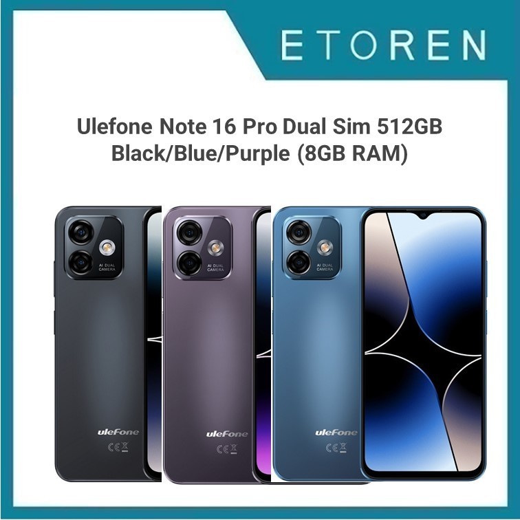 Ulefone Note 16 Pro Dual Sim 512GB Black/Blue/Purple (8GB RAM) | Shopee ...
