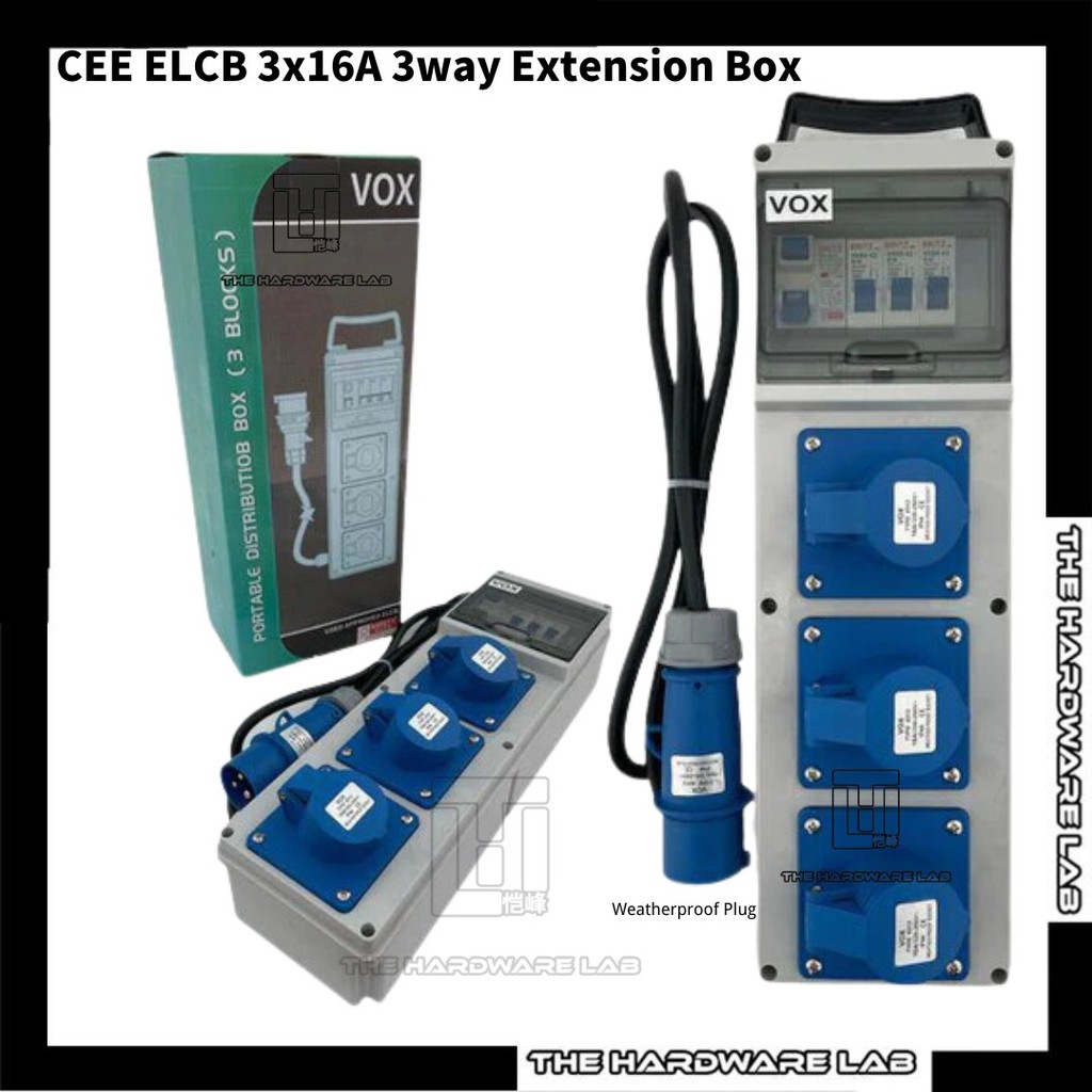 {The Hardware Lab}VOX ELCB 3x16A 3way Extension Box(Singapore Safety Mark) | Shopee Singapore