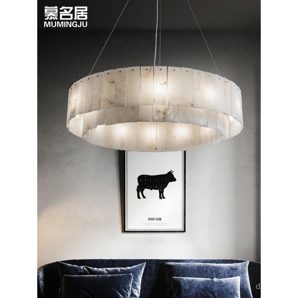 Mumingju Post-Modern Light Luxury All-Copper Marble Chandelier Designer ...