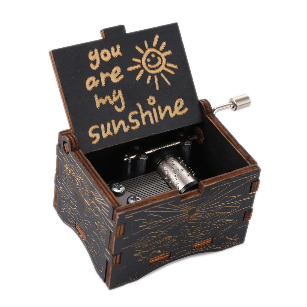 Wooden Music Box Retro Hand Crank Engraved Musical Box for Souvenirs ...