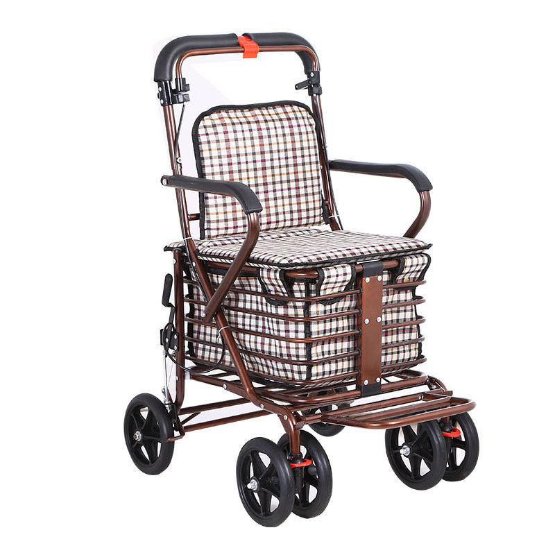 Elderly Mobility Scooter Shopping Cart with Seat, Four-Wheel Foldable ...