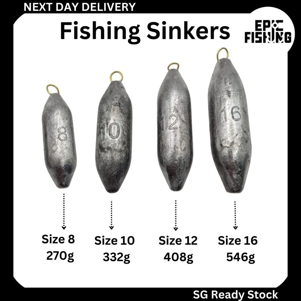 Cigar Lead Fishing Sinkers (Sizes 8, 10, 12, 14 and 16) | Shopee Singapore