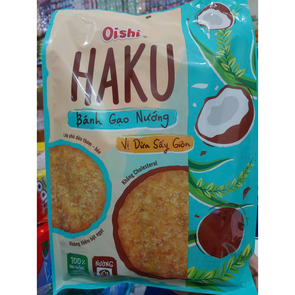 Haku Oishi Crispy Coconut Flavored Grilled Rice Cakes 136g Bag (16 ...