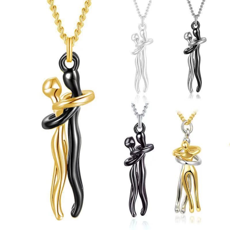 Couple Hug Necklace Lovers Hugging Pendant Valentine's Day Couple Gift ...