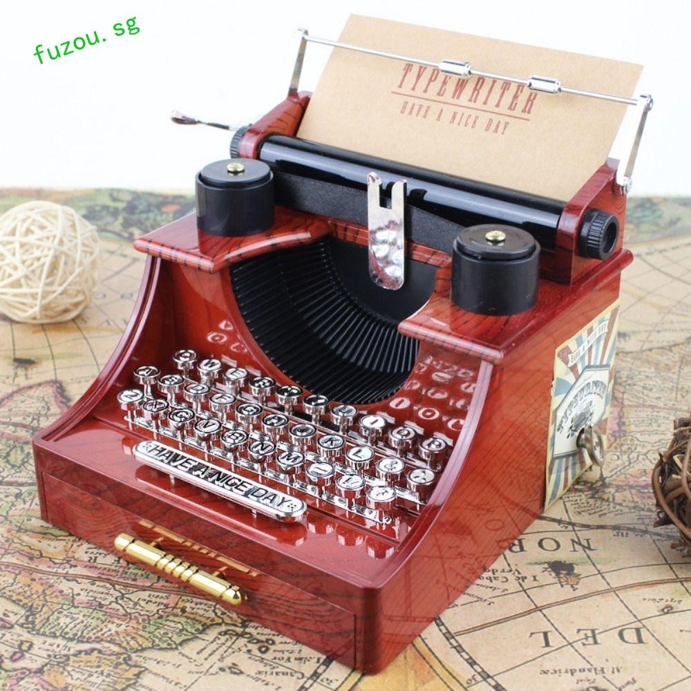 FUZOU Old Typewriter Model, Classical With Drawer Typewriter Music Box ...