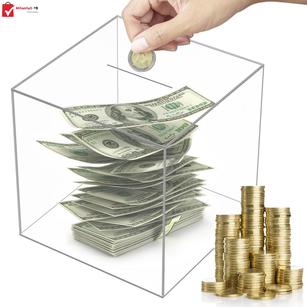 Piggy Bank Acrylic Money Bank Clear Acrylic Bank Box Reusable ...