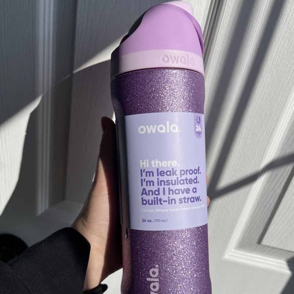 Owala FreeSip Tumbler Stainless Steel Vacuum Water Bottle Shimmery ...