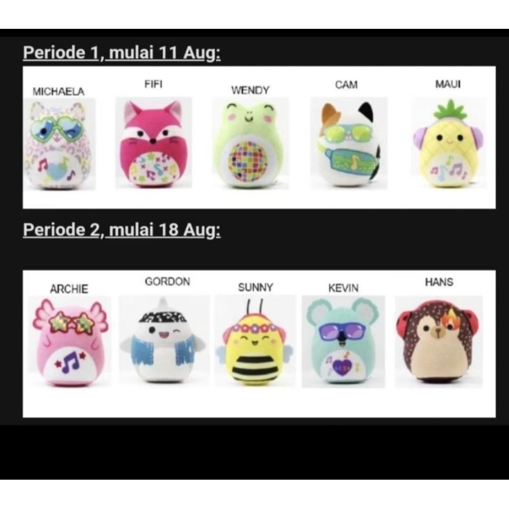SQUISHMALLOWS Original Mcd Mc Donalds Happy Meal Complete - Michaela ...