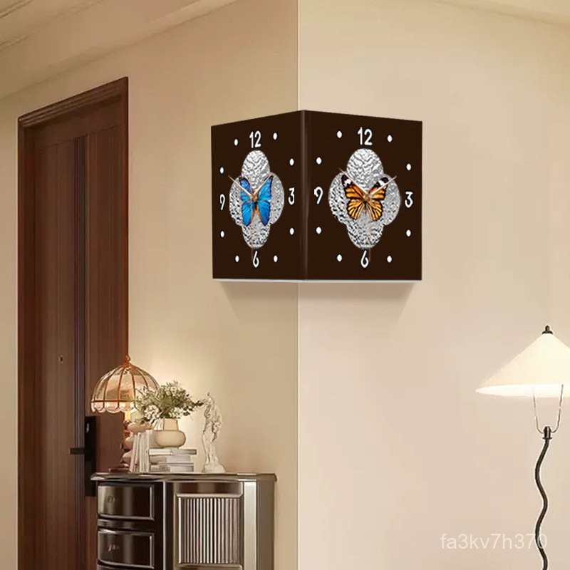 Contact seller]Antique Corner Double-Sided Wall Clock Creative ...