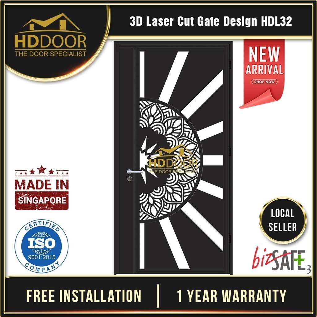 HDDoor HDL32 3D Laser Cut Design Gate for HDB | BTO | CONDO and Resale ...