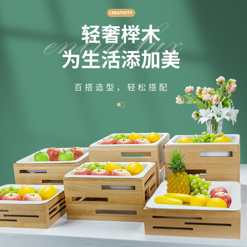 Hotel Solid Wood Fruit Salad Cold Dish Buffet Tea Break Imitation ...