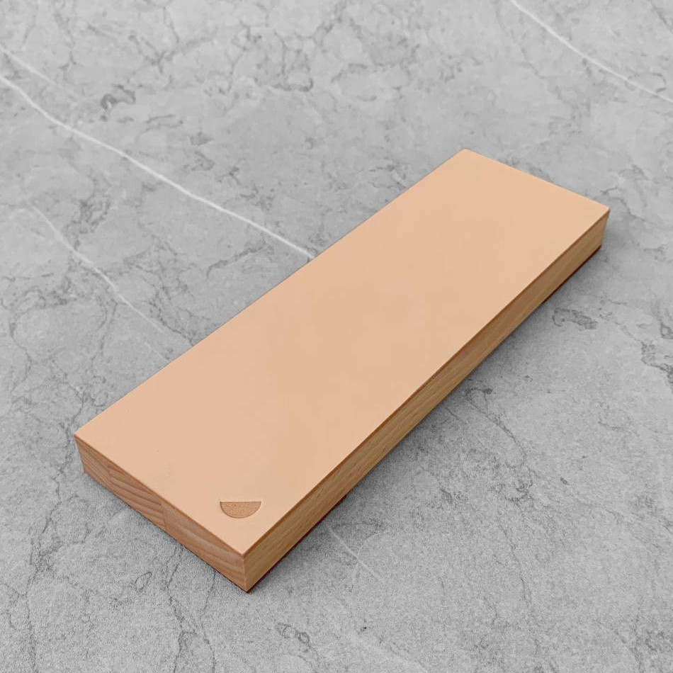 Semiblack Leather Knife Strop - Vegetable Tanned Leather on a Wooden ...