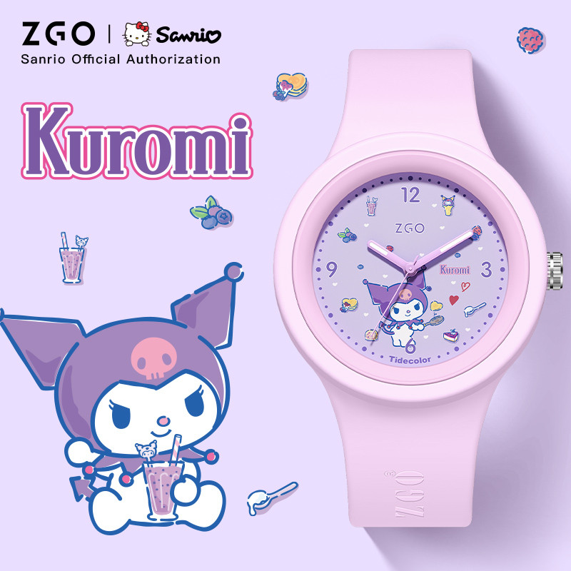 ZGO Sanrio Watch Kuromi Kids Watch For Girl Students Luminous Silicone ...