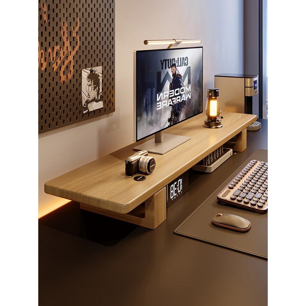 [in stock] Desktop Computer Riser Stand Full Solid Wood Rubber Wood ...