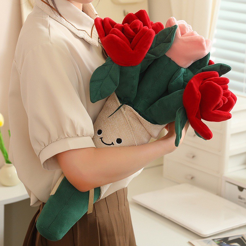 30CM Apricot Lamb Stuffed Rose Bouquets Blossom Valentine'S Day Gifts ...