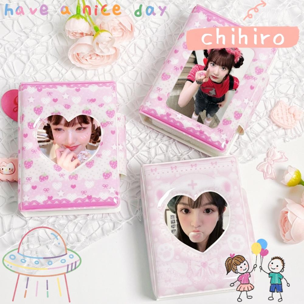 CHIHIRO Card Book, 3 Inch 32 Slots Pink Cute Little Bear Strawberry ...
