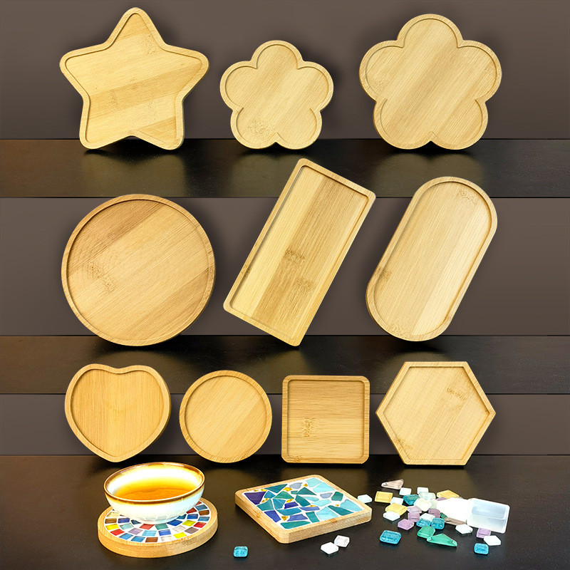 DIY Mosaic Coaster Bamboo Base Plate with Grooves for Children's ...