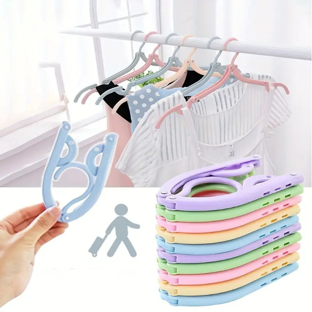 Mini Hanger Portable Folding Travel Foldable Plastic Hanger Non-slip ...