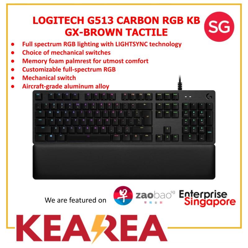 Logitech G513 RGB Mechanical Gaming Keyboard ,USB Passthrough - Brown ...