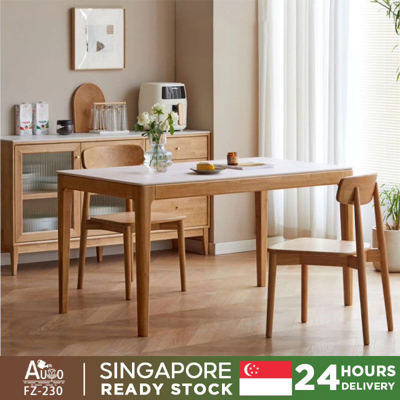 FZ-230 Tatum Dining Table / Sintered Stone Table / Solid Rubber Wood ...