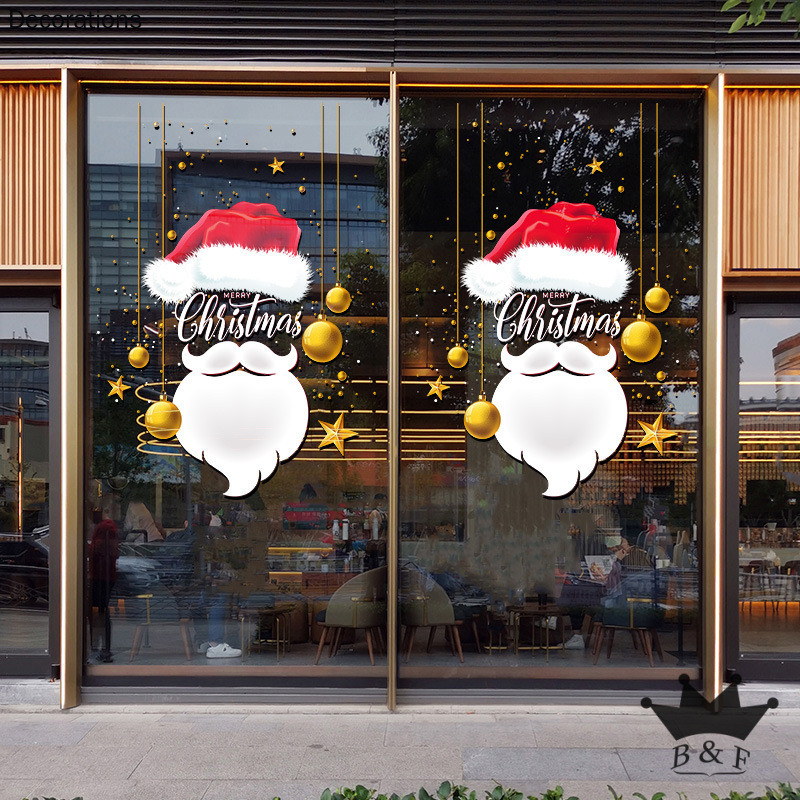 2025 Christmas Decoration Electrostatic Glass Stickers Cute Bearded ...