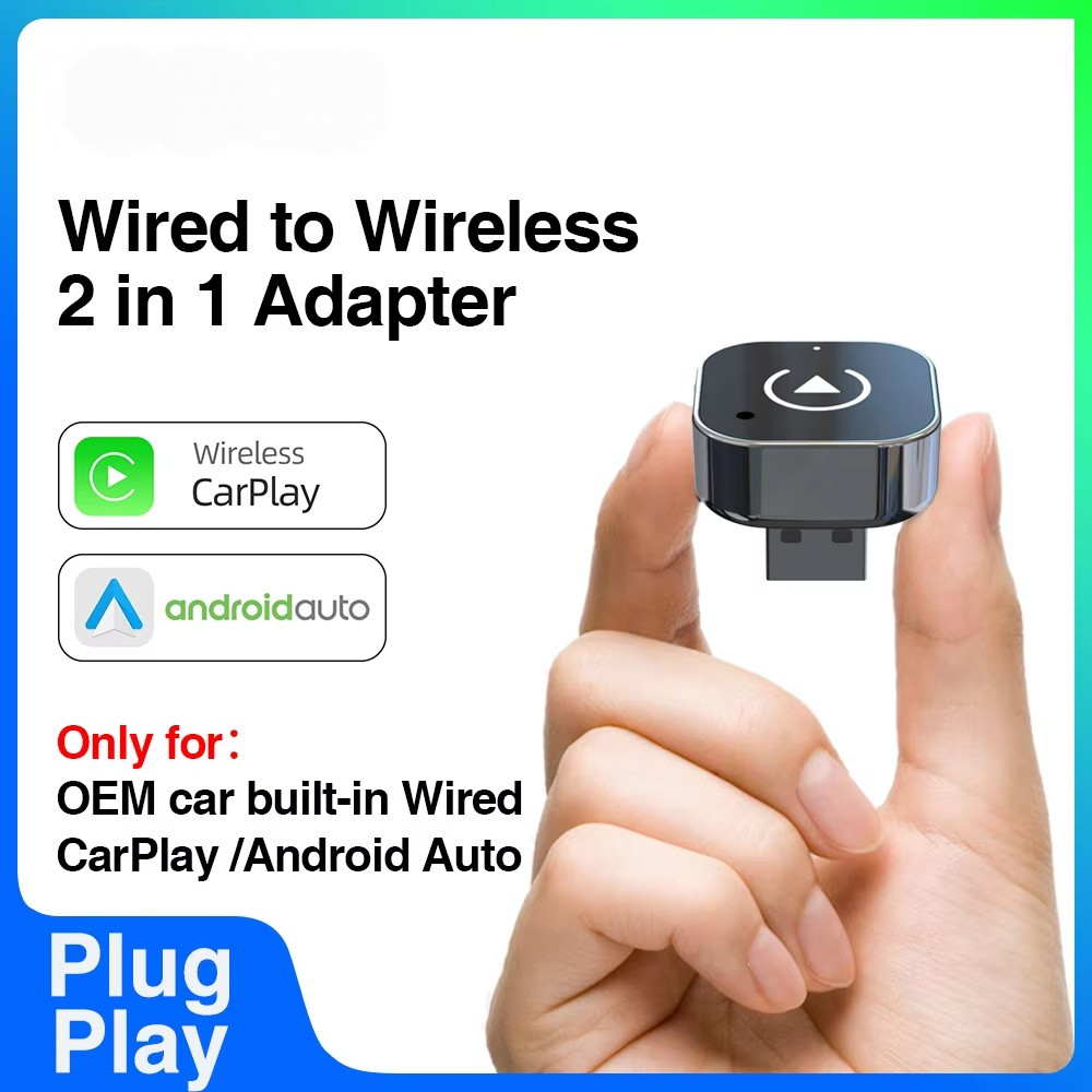 Wireless Carplay Android Auto Adapter 2 in 1 Mini Box Plug&Play CarPlay ...