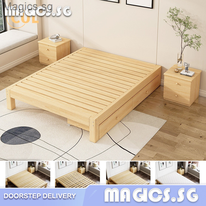 Magics CUL Bed Frame Solid Wood Bed Tatami Bed Frame Solid Wood Single ...