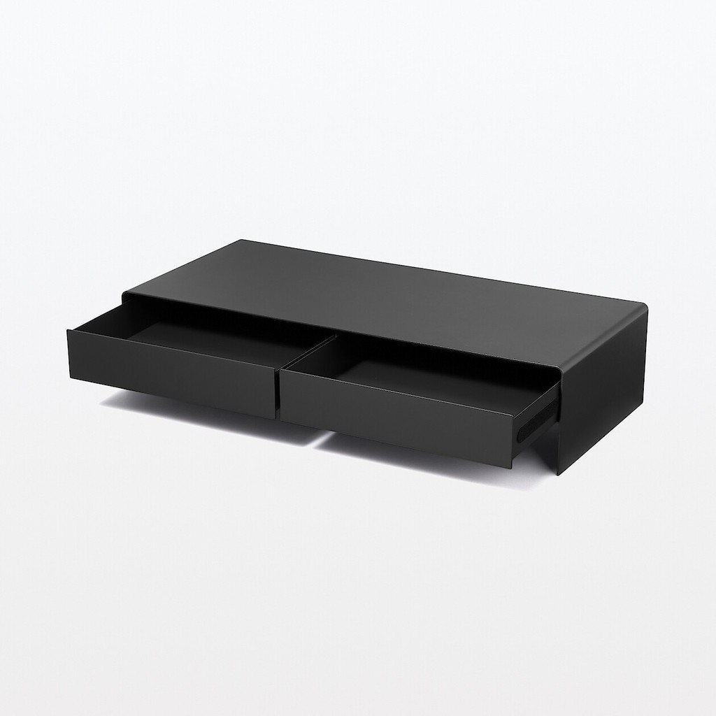 MUJI Steel Monitor Stand With Drawer Wide Dark Grey | Shopee Singapore