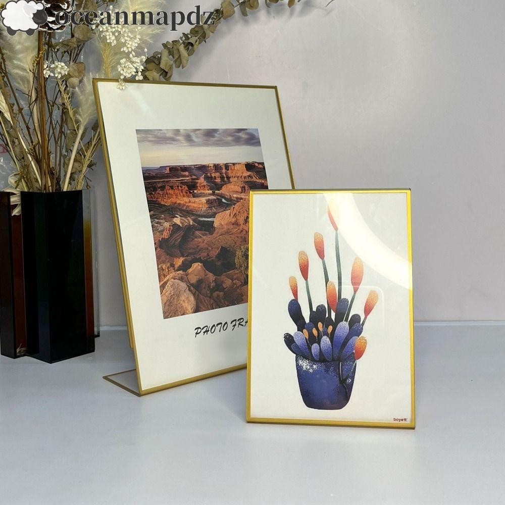 OCEANMAPDZ Golden Acrylic Sign Holders, Slanted Back Transparent ...