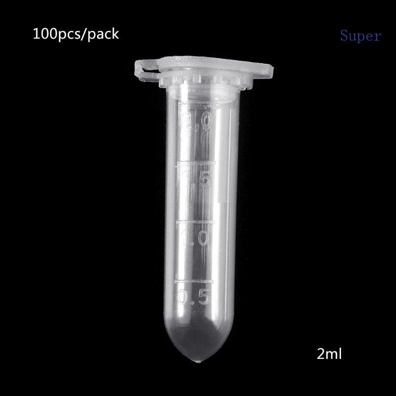 Super 100PCS 2ml Centrifuge Tubes Plastic Vials with Scales Laboratory ...