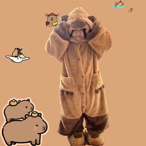 Cute Capybara Cosplay Costume Kids Robes Kigurumi Onesie Anime ...
