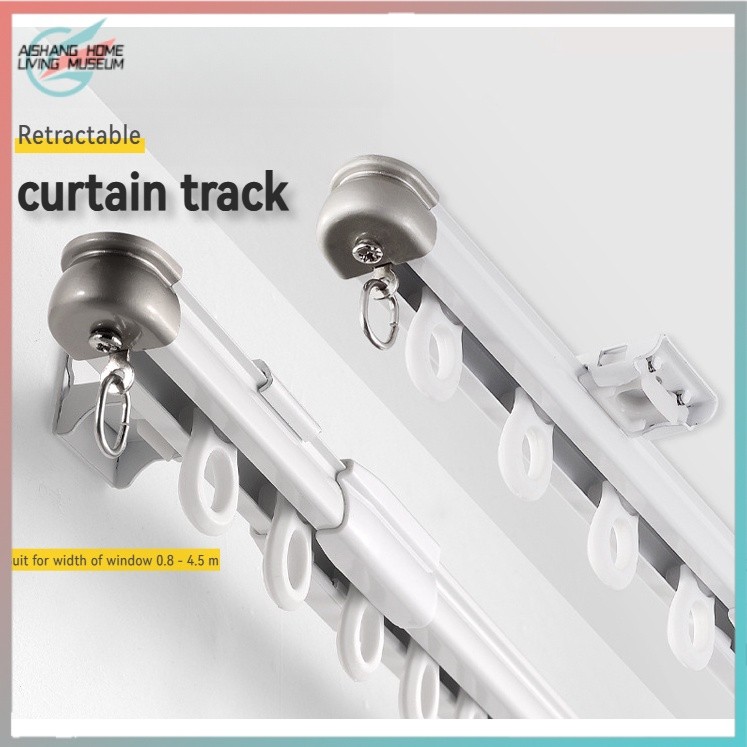 Retractable curtain rail Rod rail top mounted aluminum alloy silent ...