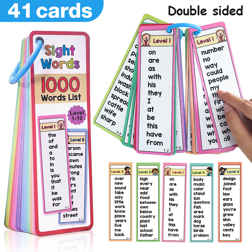 1000 Sight Words List English Educational Flash Cards Vocabulary ...