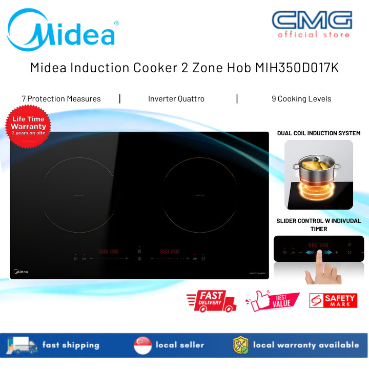 Midea MIH350D017K Induction 2 Zone Hob // Dual Coil, Inverter Quattro ...