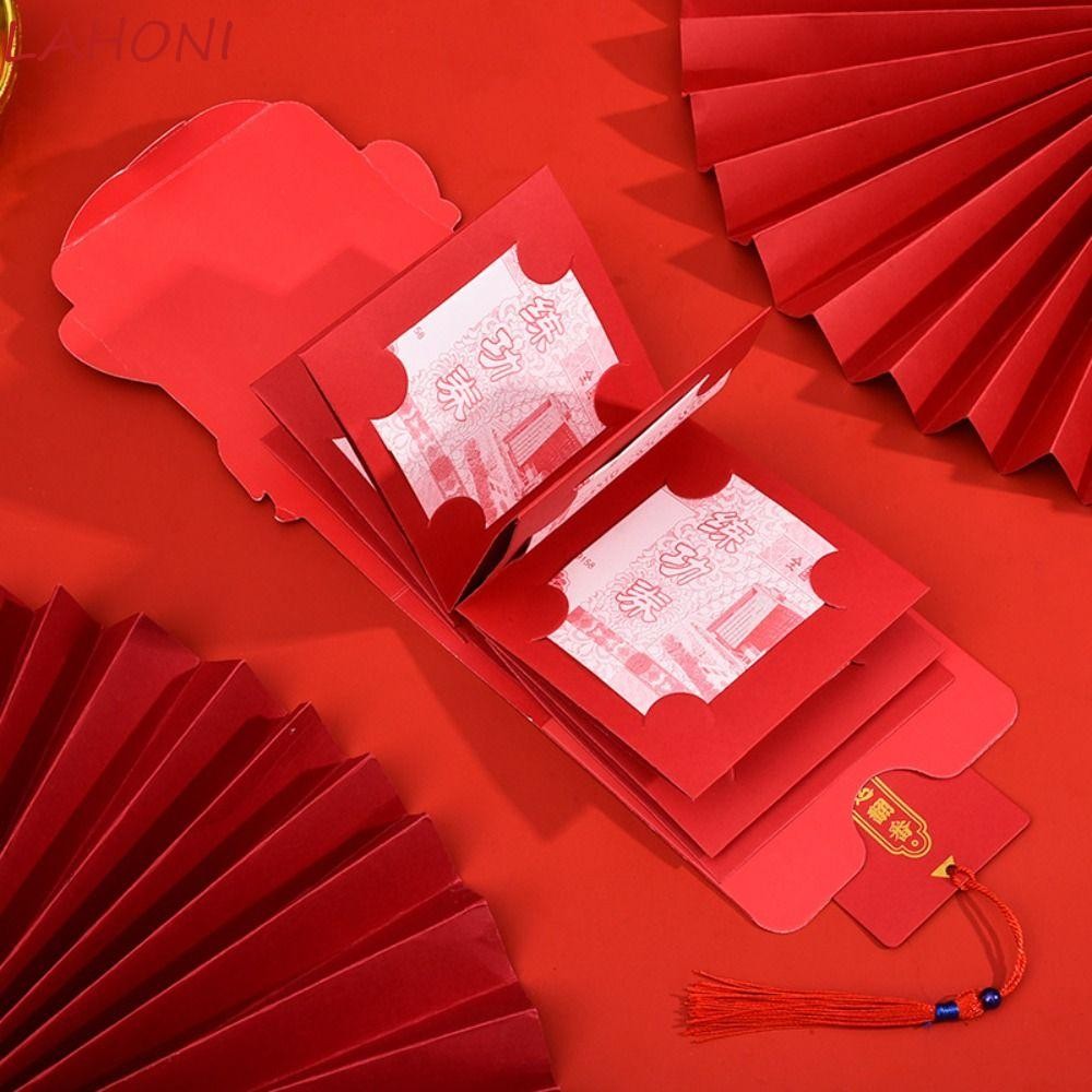 CURTES Pull-out Money Pocket, 2024 New Year Packet Luck Money Bag Red ...