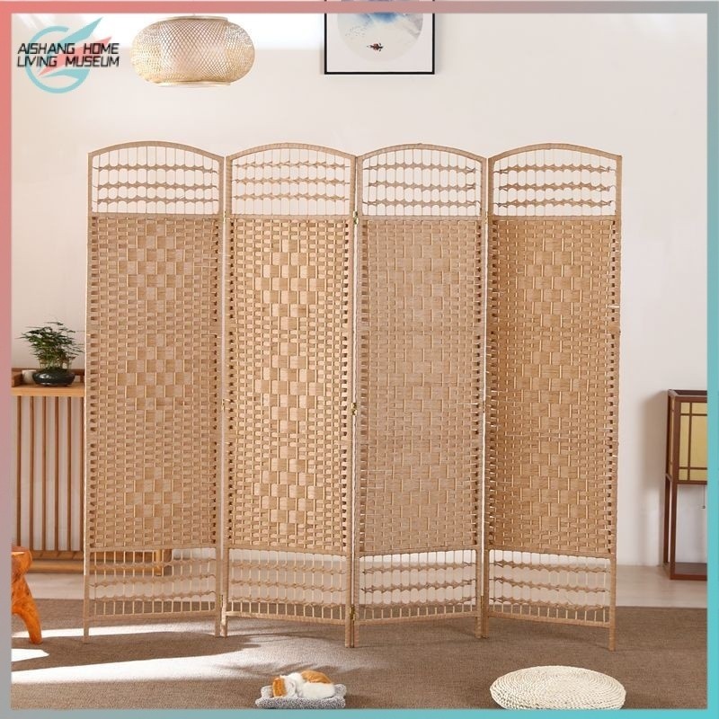 Rattan Partition Living Room Office Accordion Partition Mobile Rattan ...