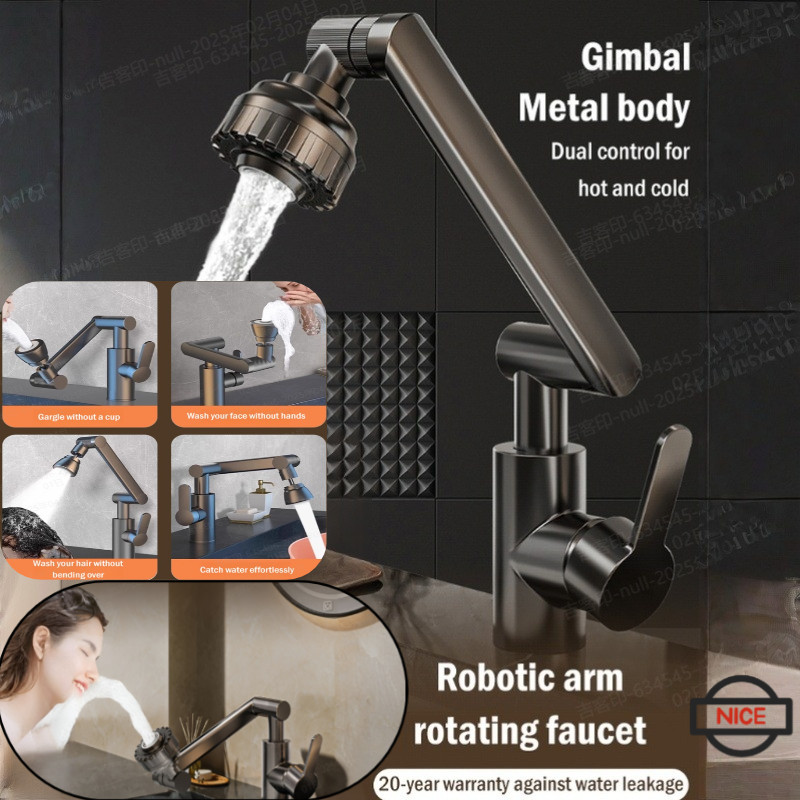 【Bathroom Goodies】1080° Mechanical Arm Rotating Faucet Mechanical Arm ...
