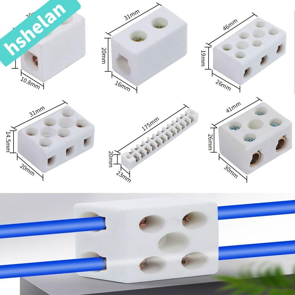 HSHELANXB Ceramic Wiring Terminal Block, 2 In 2 Out Electrical Screw ...