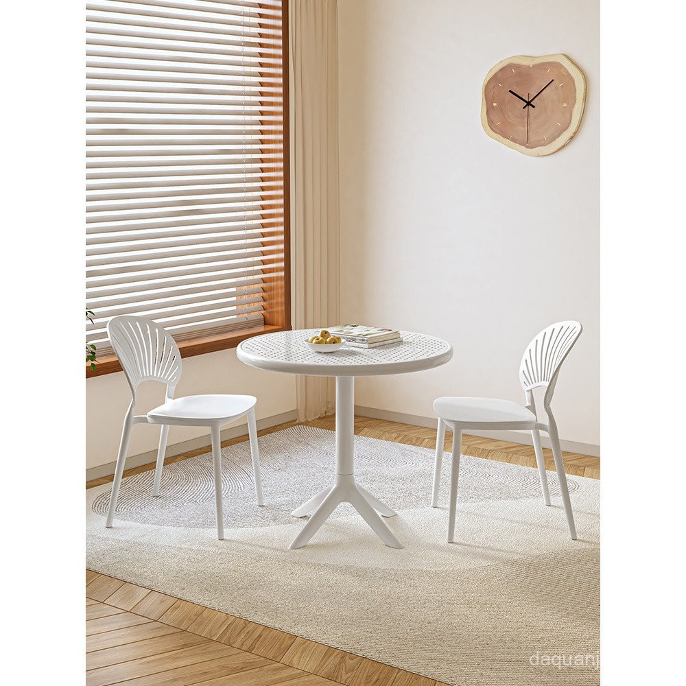White Small round Table Dining Table Home Balcony Table Milk Tea Shop ...