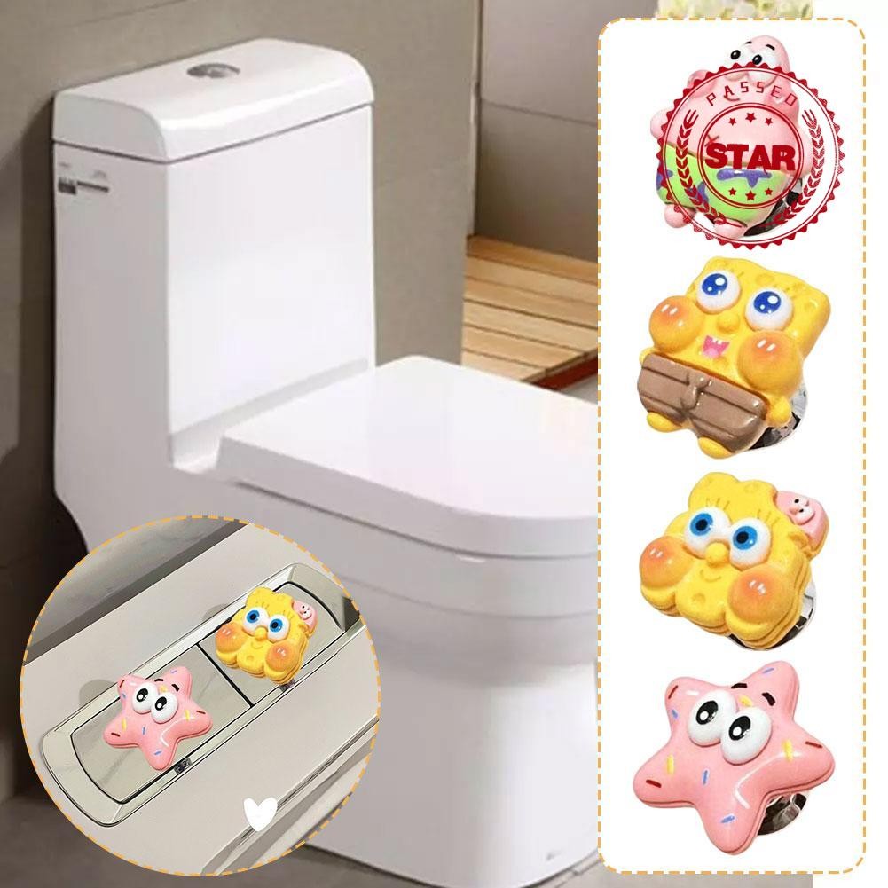 Spongebob Squarepants Toilet Push Button Cute Cartoon Room Nail Handle ...