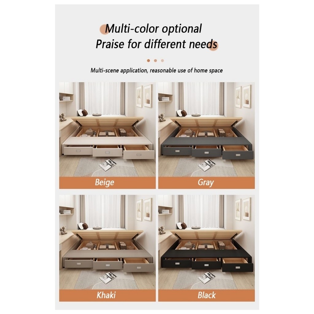 MK Solid Wood Bed Frame / Storage Bed Frame / Tatami / Hydraulic Lift ...