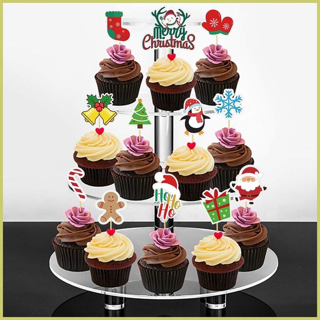 Christmas Cupcake Toppers Picks 15Pcs Cupcake Sticks For Toppers ...